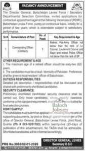 Balochistan Levies Force Jobs 2026 - Baloch Jobs